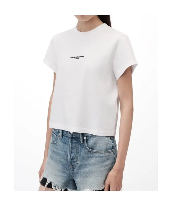 Alexander Wang Shrunken Logo Cropped T-shirt - White