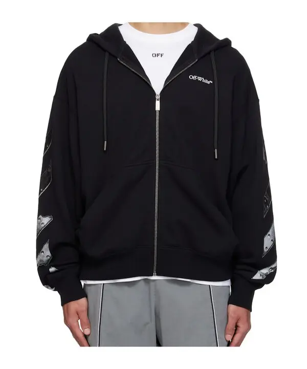 Off-White Logo Print Zip-up Hoodie