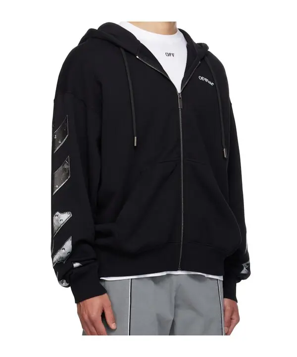 Off-White Logo Print Zip-up Hoodie