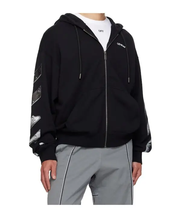 Off-White Logo Print Zip-up Hoodie