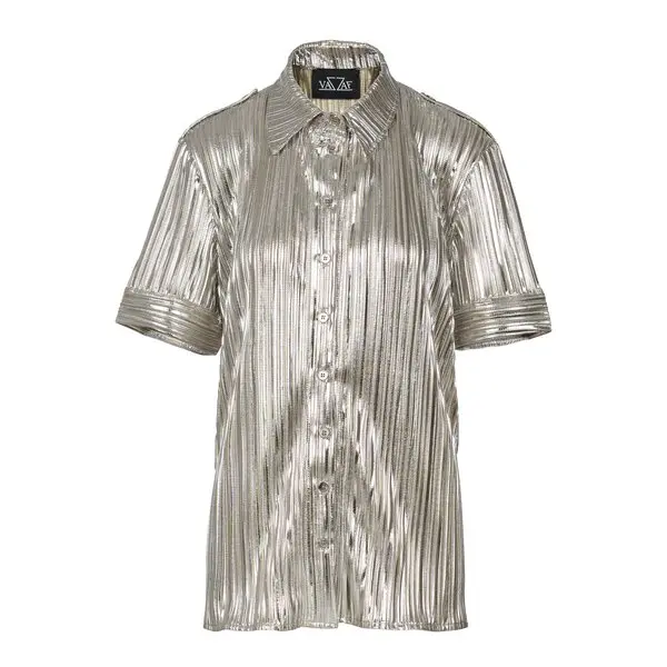VAZAF Pleated Metallic Shirt With Removable Detail