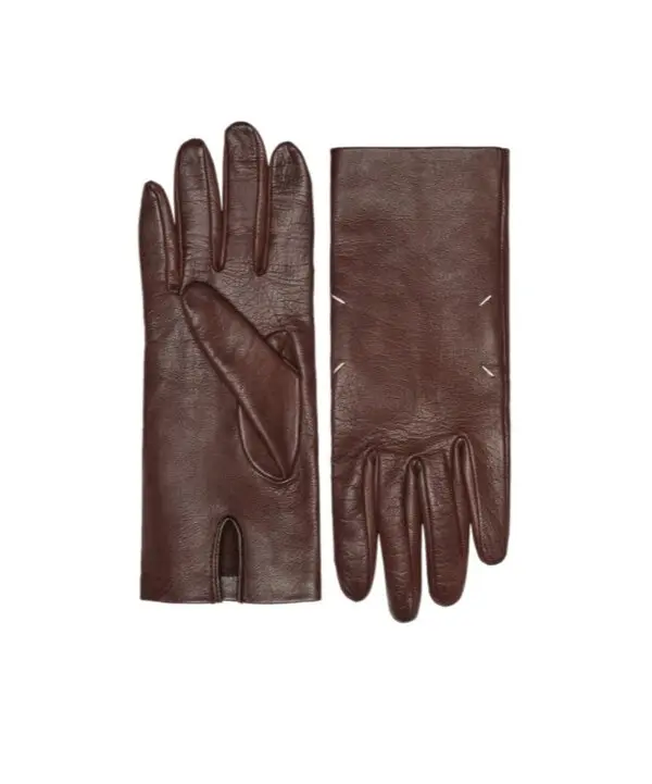 MAISON MARGIELA Leather Fingerless Gloves With Four-stitch Detailing - Brown
