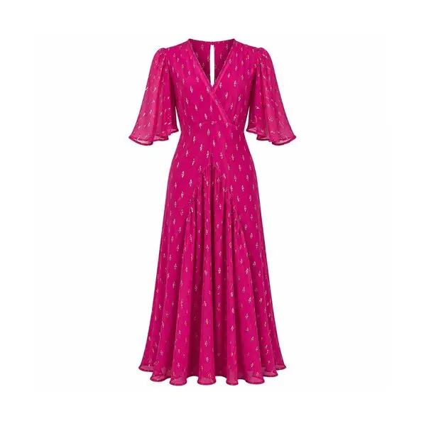 ROSE & NANCY Talia Fuchsia Metallic Maxi Dress
