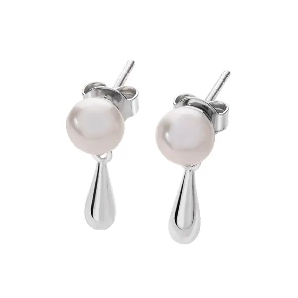 LUCY QUARTERMAINE Solid Sterling Royal Pearl Drop Earrings - Silver