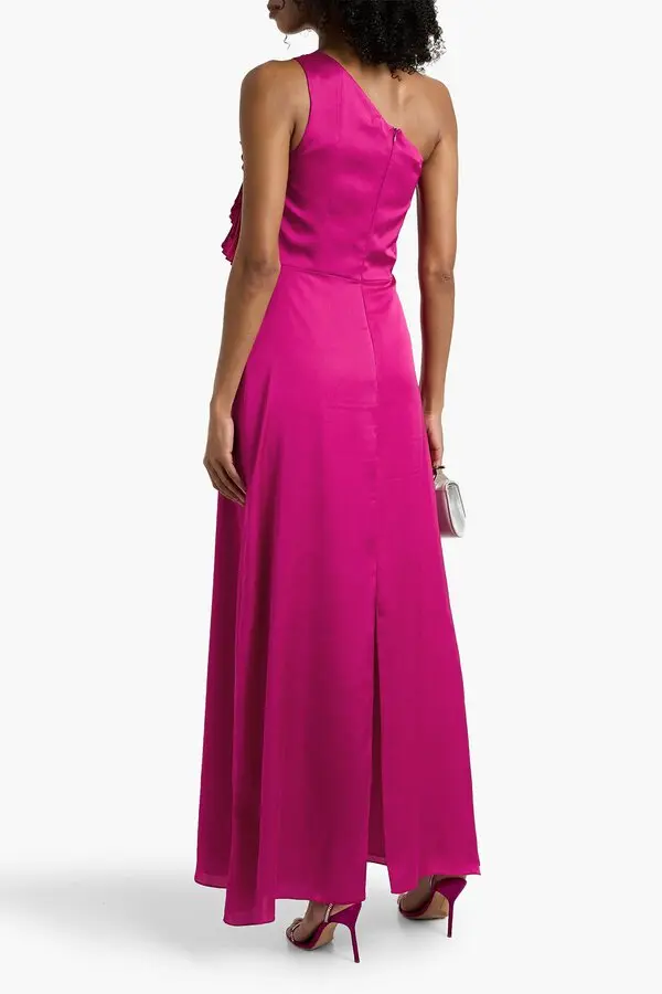 PatBO One-shoulder Ruffled Satin Gown