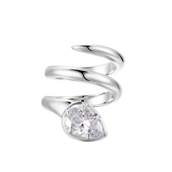 ONEWILDONE Twisted Snake Cubic Zirconia Ring - Silver