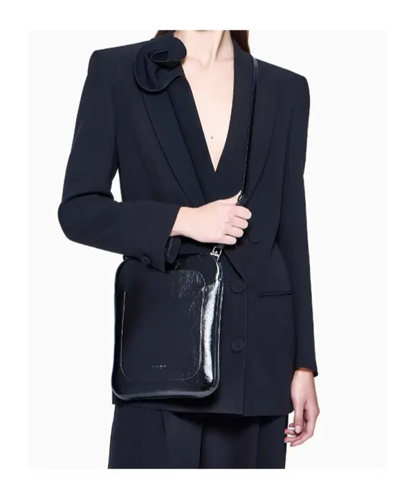 Giorgio Armani Cracked Patent Leather Shoulder Bag