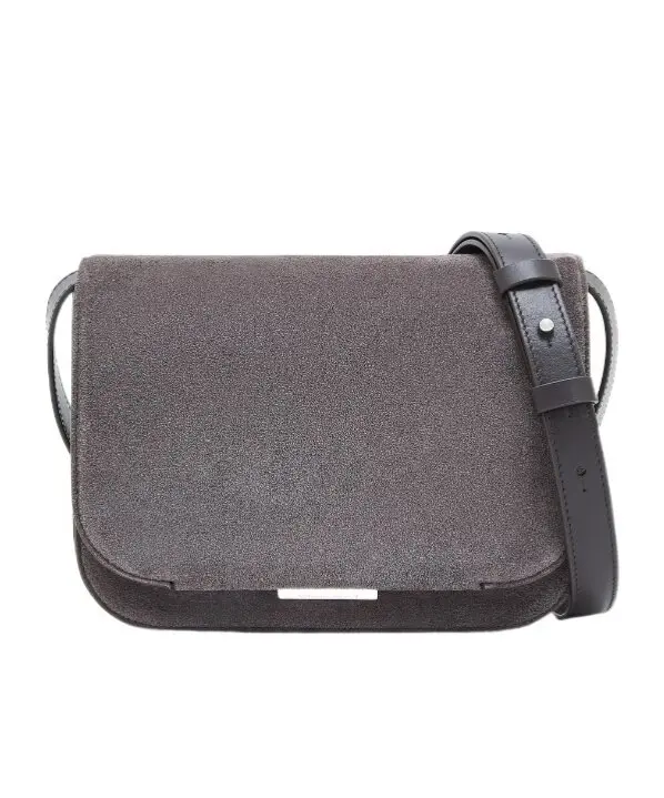 Giorgio Armani Suede Shoulder Bag With Flap And Adjustable Strap