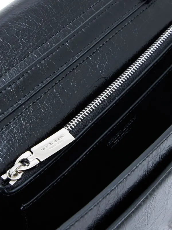 Giorgio Armani Patent Leather Shoulder Bag - Black