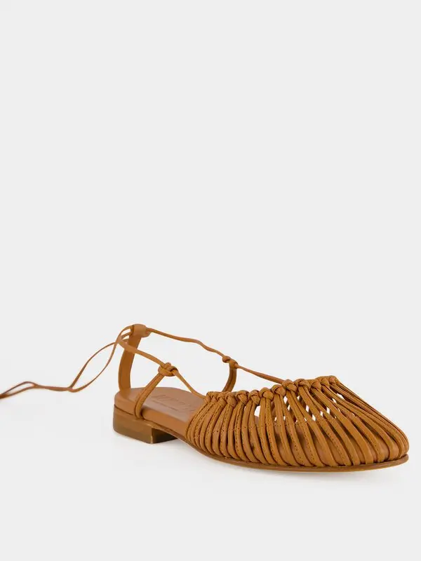Hereu Mantera Knotted Leather Flat Sandals - Brown