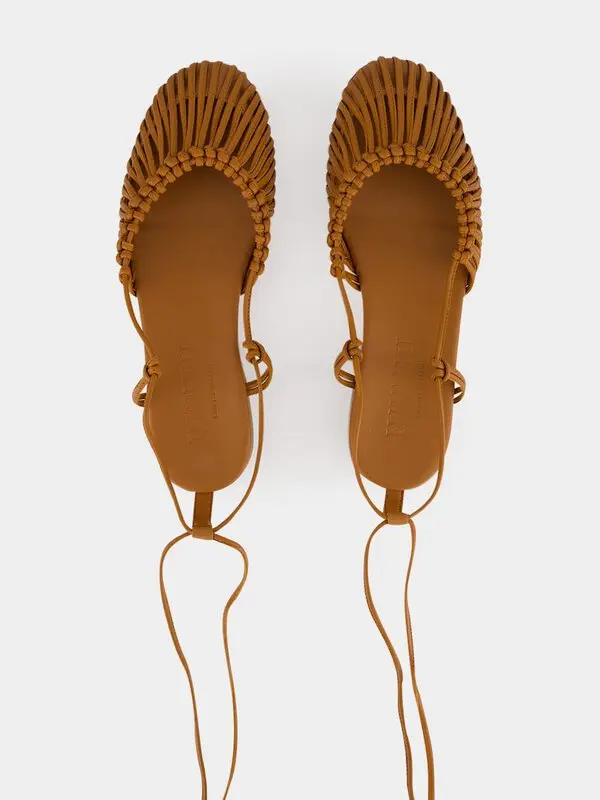 Hereu Mantera Knotted Leather Flat Sandals - Brown