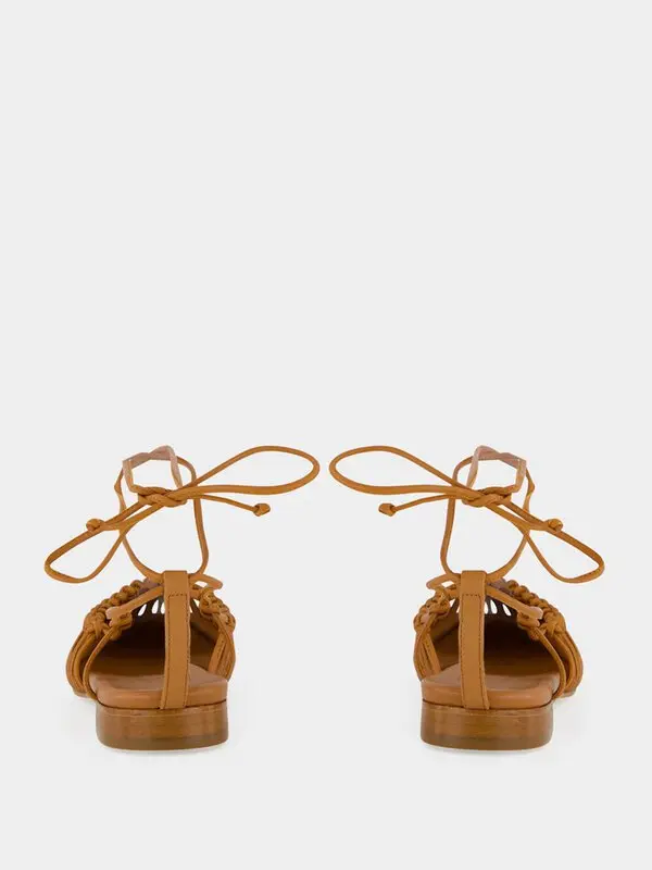 Hereu Mantera Knotted Leather Flat Sandals - Brown
