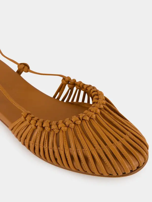 Hereu Mantera Knotted Leather Flat Sandals - Brown