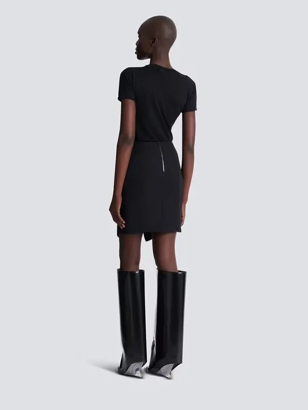 Balmain Short Grain De Poudre Skirt With Anthem Buckle