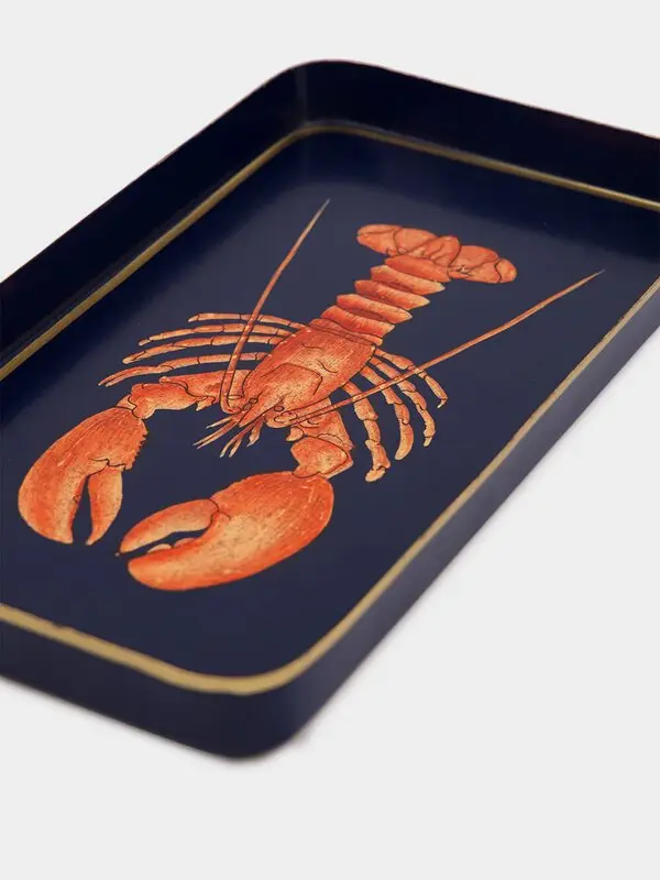 LES-OTTOMANS Handpainted Lobster Iron Tray