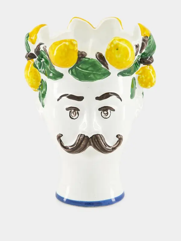 LES-OTTOMANS Hand-painted Ceramic Candle With Lemons - Multicolour