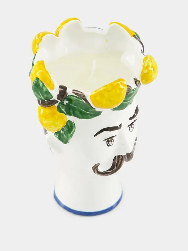LES-OTTOMANS Hand-painted Ceramic Candle With Lemons - Multicolour