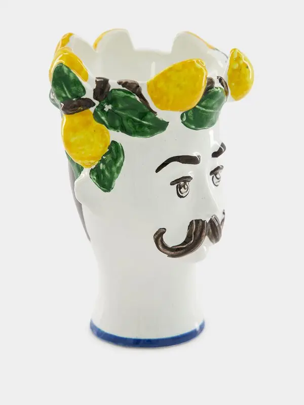 LES-OTTOMANS Hand-painted Ceramic Candle With Lemons - Multicolour