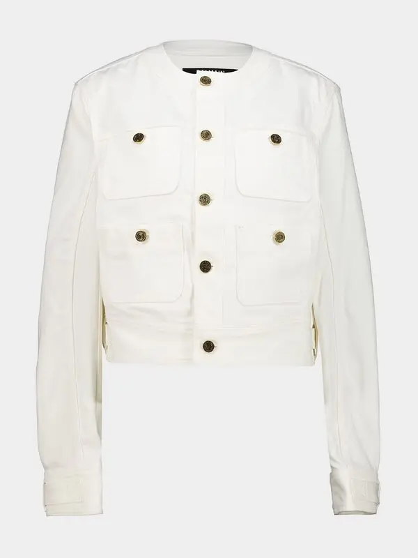 Balmain Round Collar Denim Jacket