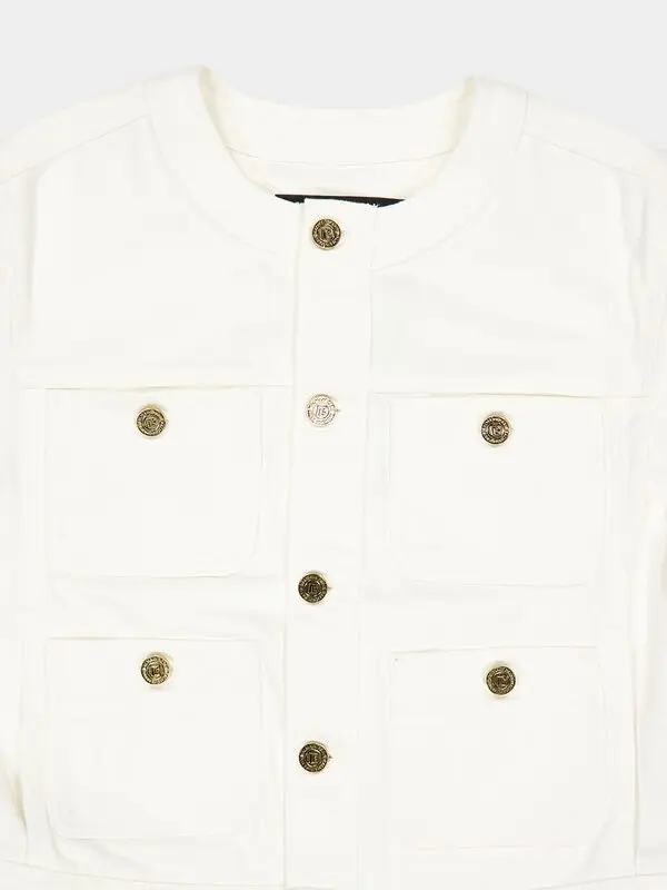 Balmain Round Collar Denim Jacket