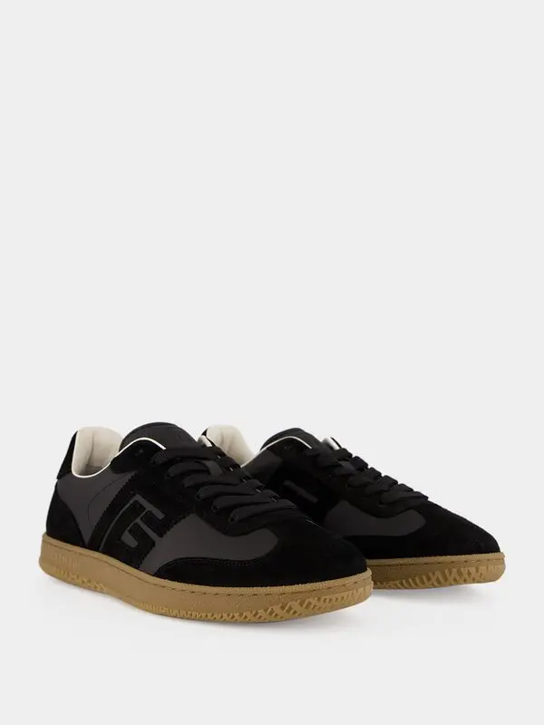 Balmain Swan Suede And Leather Lace-up Trainers - Black