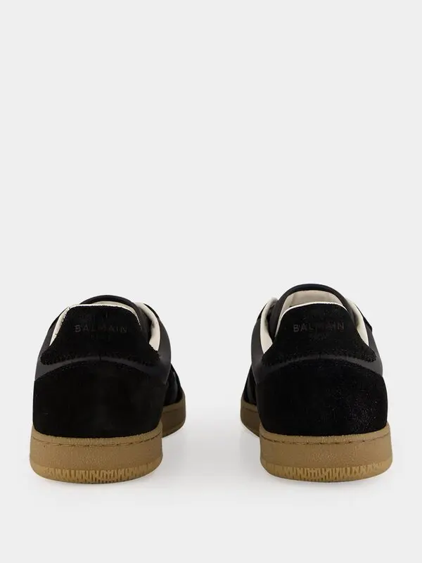 Balmain Swan Suede And Leather Lace-up Trainers - Black