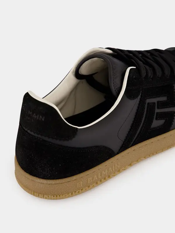 Balmain Swan Suede And Leather Lace-up Trainers - Black