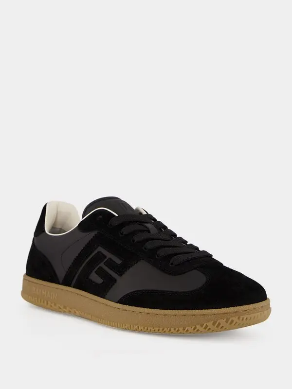 Balmain Swan Suede And Leather Lace-up Trainers - Black