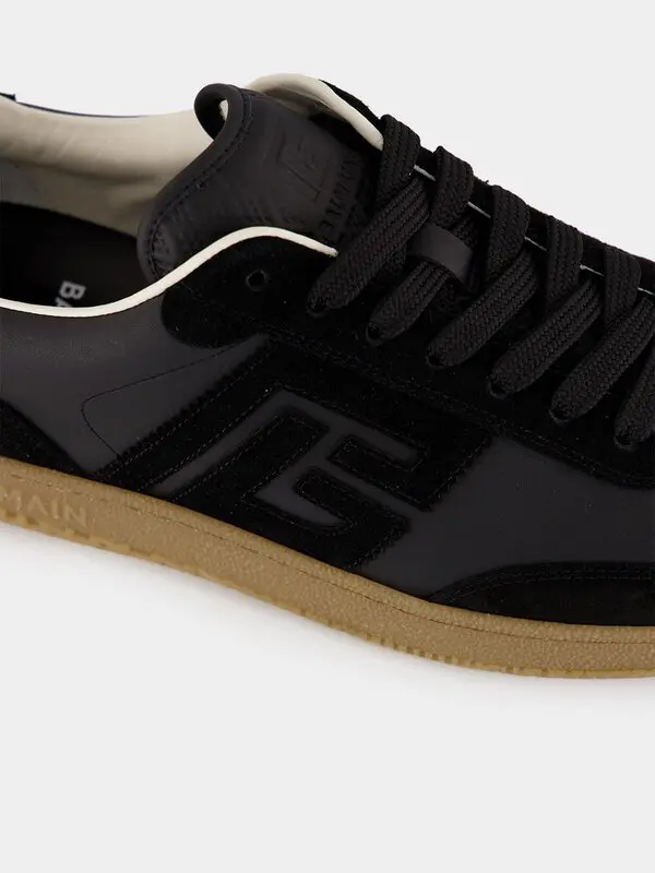 Balmain Swan Suede And Leather Lace-up Trainers - Black