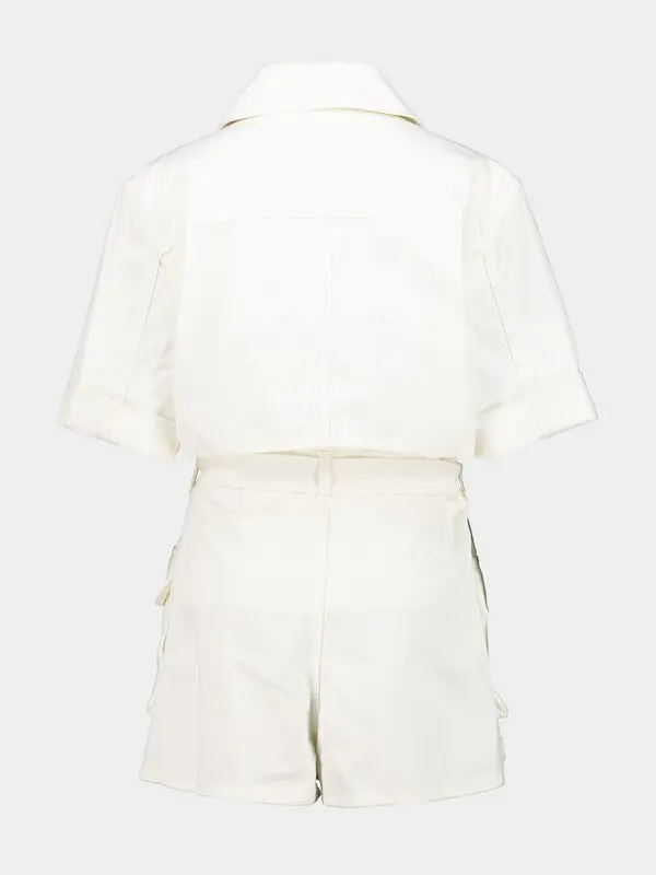 Balmain Belted Denim Playsuit