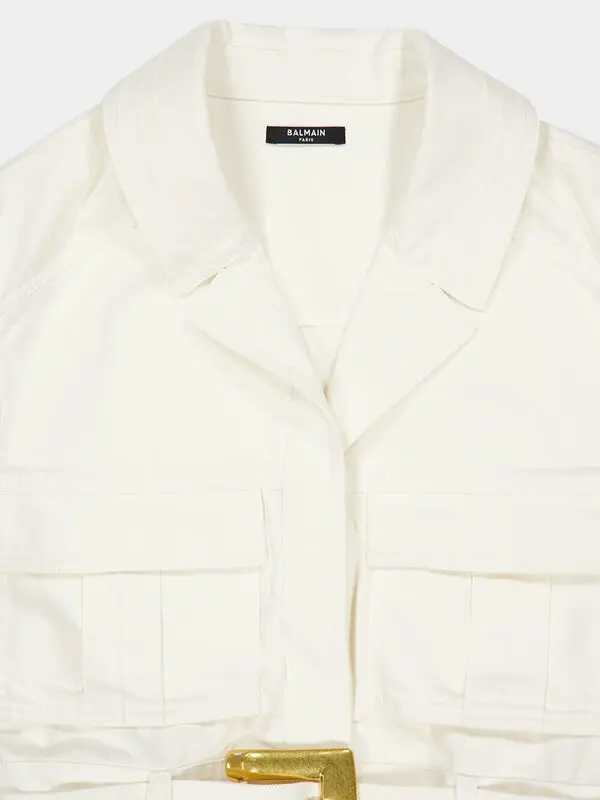 Balmain Belted Denim Playsuit