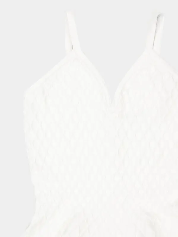 Balmain Quilted Knit V-neck Mini Dress