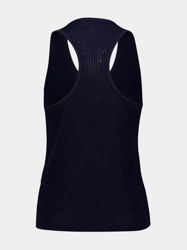 FERRAGAMO Navy Knitted Racer Back Top
