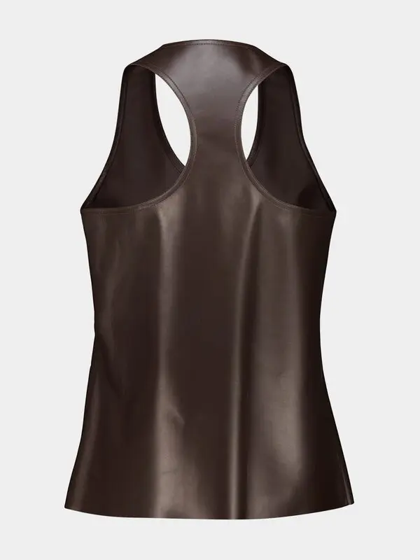 FERRAGAMO Espresso Nappa Leather Racer Back Vest