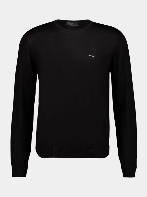 Prada Superfine Wool Crewneck Pullover - Black