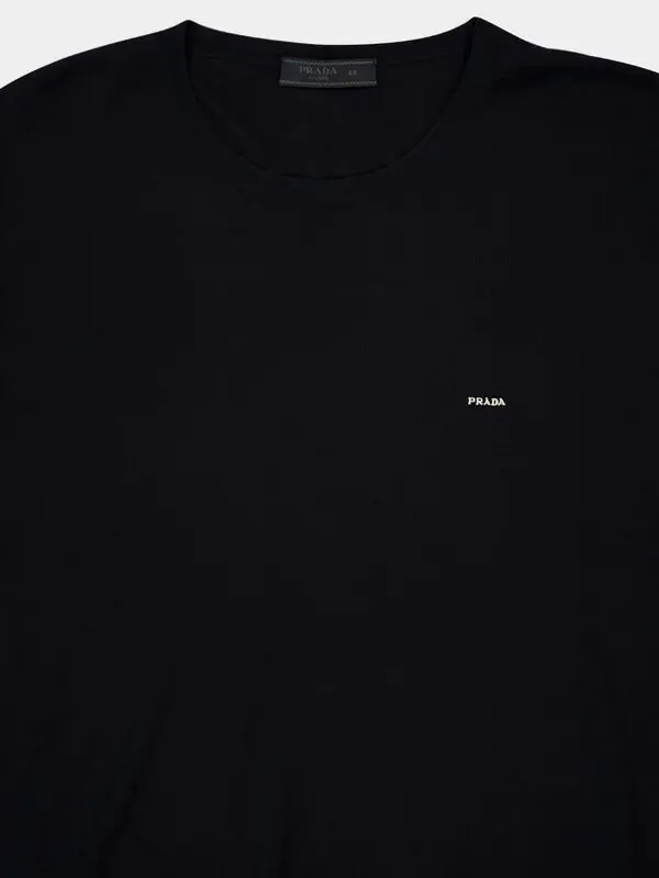 Prada Superfine Wool Crewneck Pullover - Black