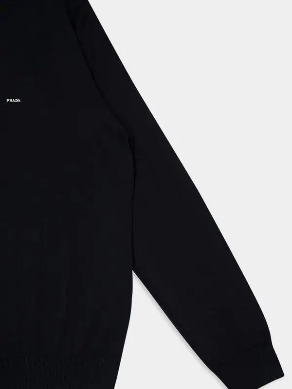 Prada Superfine Wool Crewneck Pullover - Black