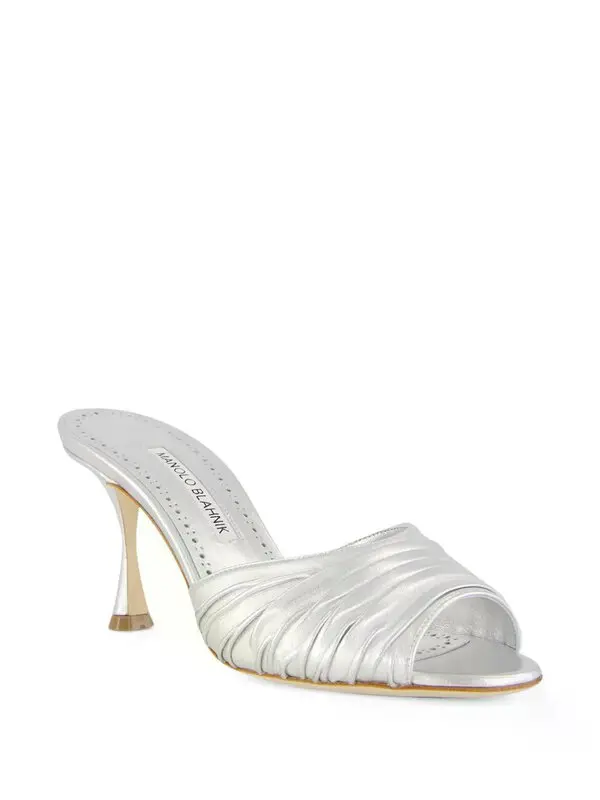 Manolo Blahnik Pirua Nappa Leather Heeled Mules