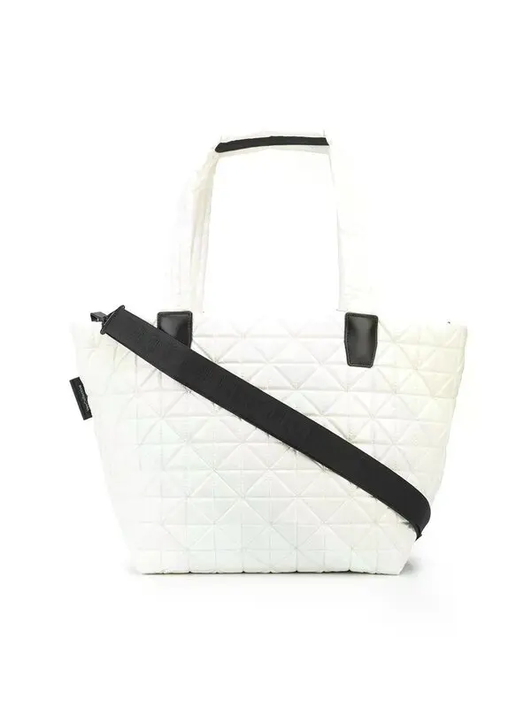 VEECOLLECTIVE Quilted Geometric Tote Bag - White
