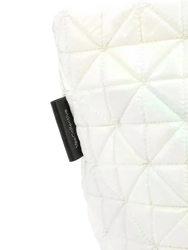 VEECOLLECTIVE Quilted Geometric Tote Bag - White
