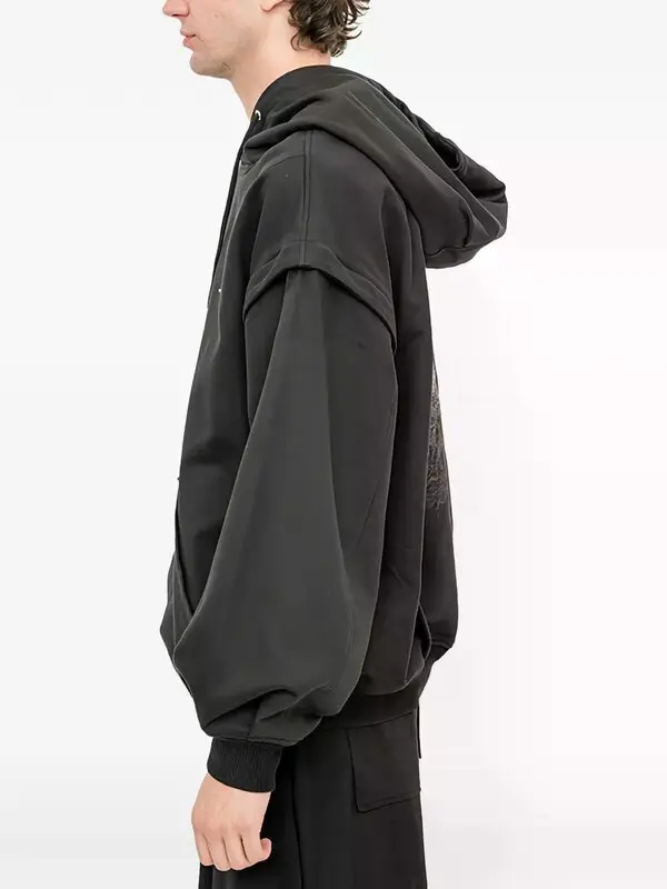 SONGZIO Embroidered Layered-sleeve Hoodie