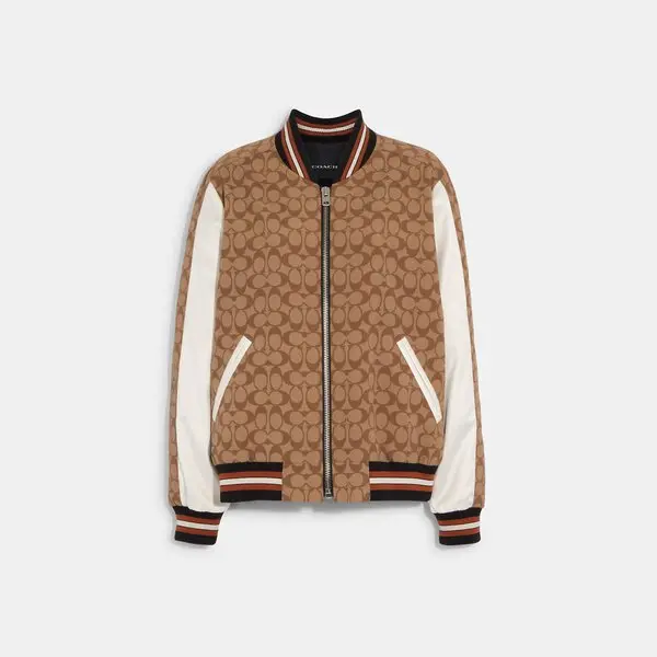 COACH OUTLET Coach Signature Souvenir Bomber Jacket - Khaki