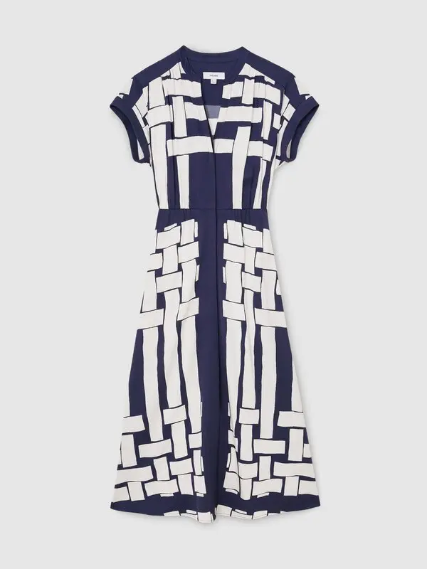 REISS Samira Scarf-print Midi Dress With Belt