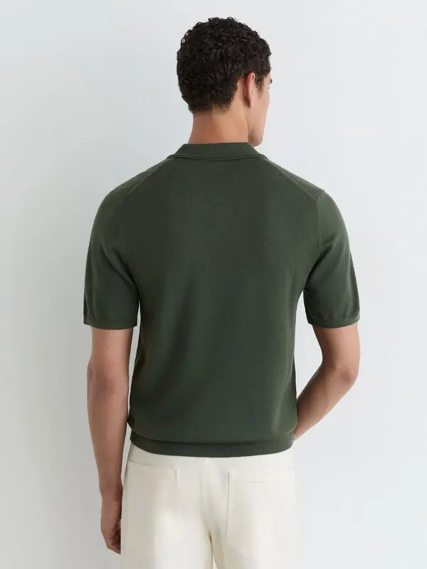 REISS Drayton Merino Wool Button-through Shirt - Dark Green