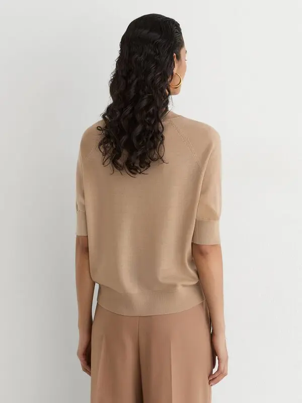 REISS Suzzie Merino Wool Mock-neck T-shirt