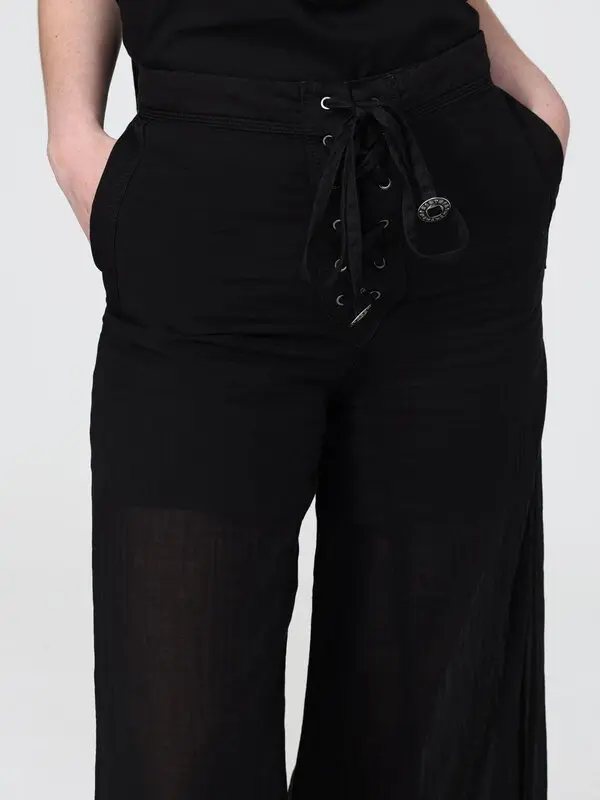 Pinko High-waisted Wide-leg Cotton Palazzo Trousers With Drawstring