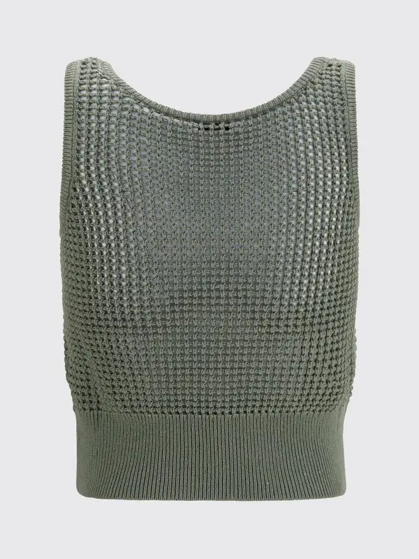 Brunello Cucinelli Sleeveless U-neck Openwork Knit Top - Mint