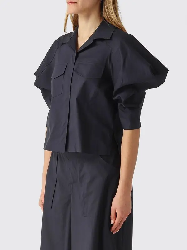 MEIMEIJ Shirt With Spread Collar And Pockets - Blue