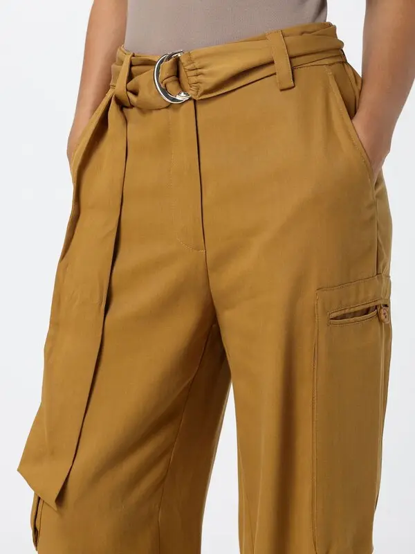 TWINSET Lyocell Belted Cargo Trousers