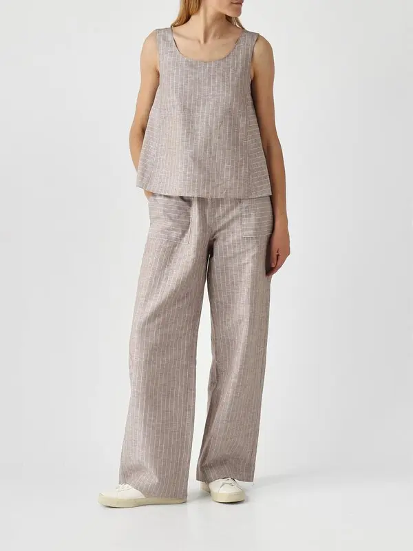 Max Mara Pinstriped Linen And Cotton Top